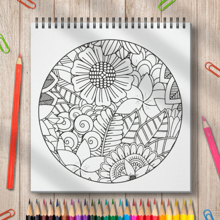 Carte de colorat pentru adulti, Mandale Florale - Croco Digital