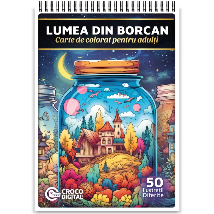 Carte de colorat pentru adulti, Lumea din Borcan - Croco Digital